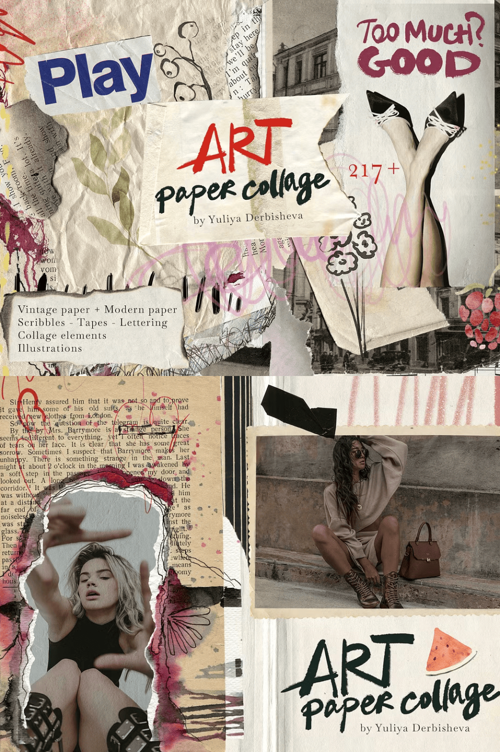 Art Paper Collage Element Scraps - Studio Still - Graphic Design